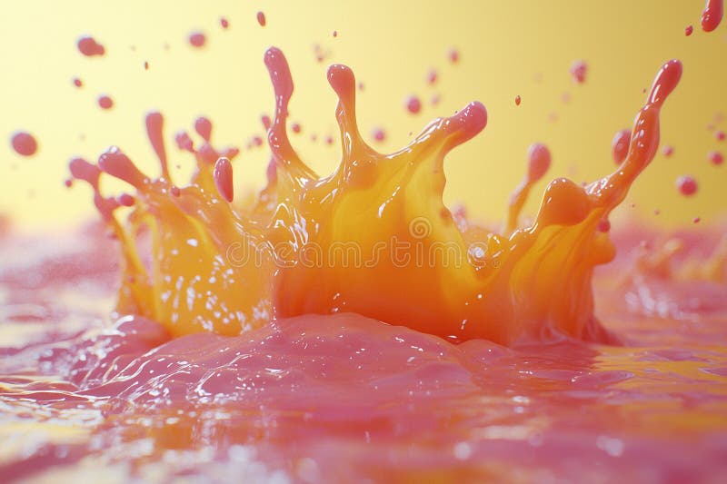 A Dynamic Splash of Pink Liquid Forms Intricate Shapes As it Collides ...