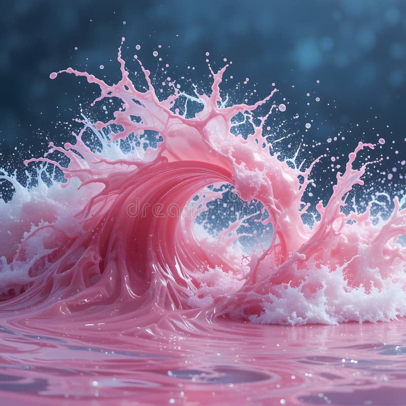 Pink Liquid Forms an Intricate Splash, Resembling Ocean Waves Stock ...