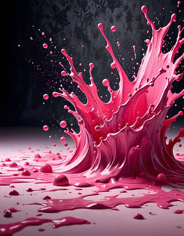 A Dynamic Splash of Pink Paint Exploding Against a Deep and Dark ...