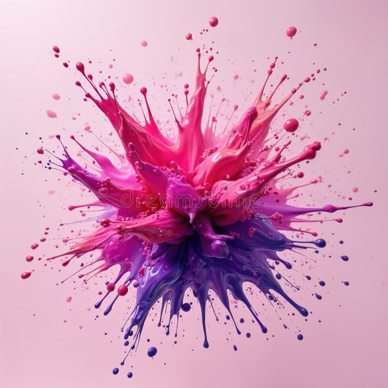 Dynamic Splash Pink Purple Paint Burst Mid-air Creating Vibrant ...