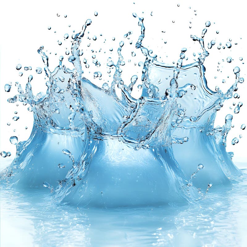 Dynamic Splash of Pure Water Crystal Clear Aqua Droplets and Waves ...