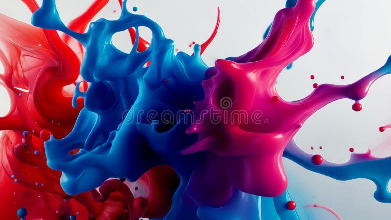 Dynamic Splash of Red and Blue Paint, Abstract Art. Creativity and ...