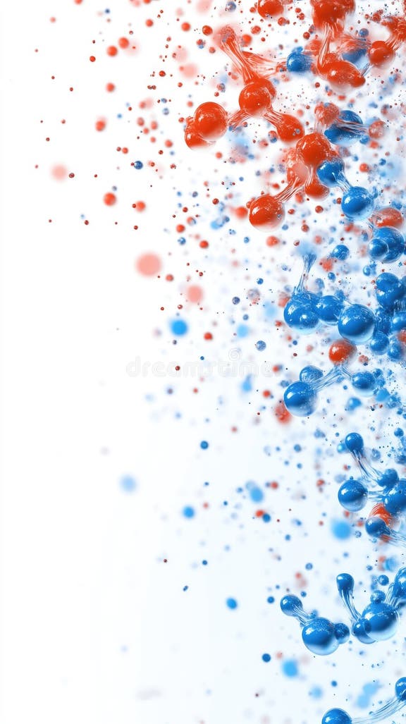 Dynamic Splash of Red and Blue Paint Droplets on White Background Stock ...