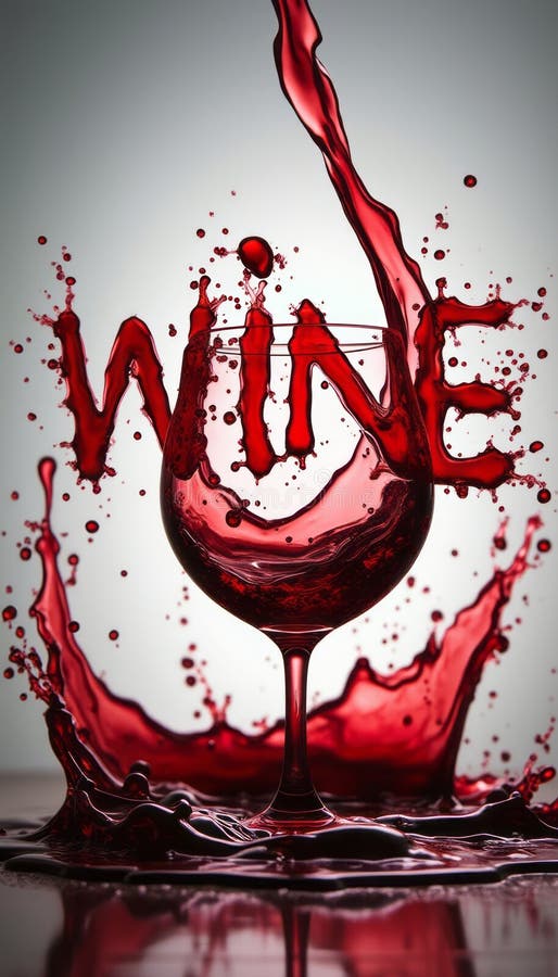 Dynamic Splash of Red Wine Forming the Word WINE Stock Image - Image of ...