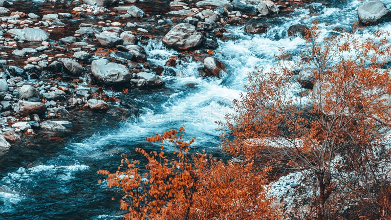 Dynamic Splash of River Water Against Stones Stock Photo - Image of ...