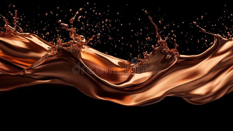 Dynamic Splash of Shimmering Bronze Liquid on Black Background Stock ...
