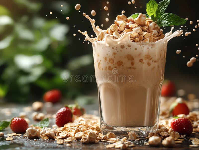 Dynamic Splash Shot of Oat Milk Being Poured Elegantly Stock ...