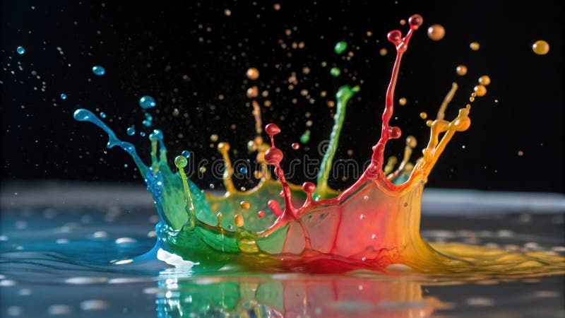 Dynamic Splash of Vibrant Paint in Mid Air Creates Colorful Display ...