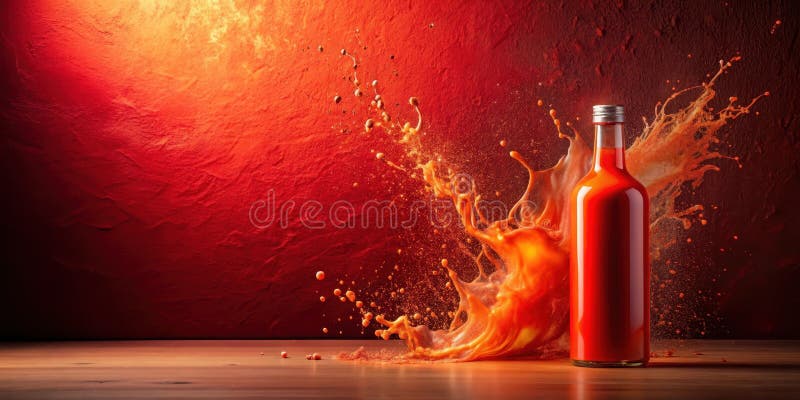 Dynamic Splash of Vibrant Red Liquid Exploding from a Bottle on a ...