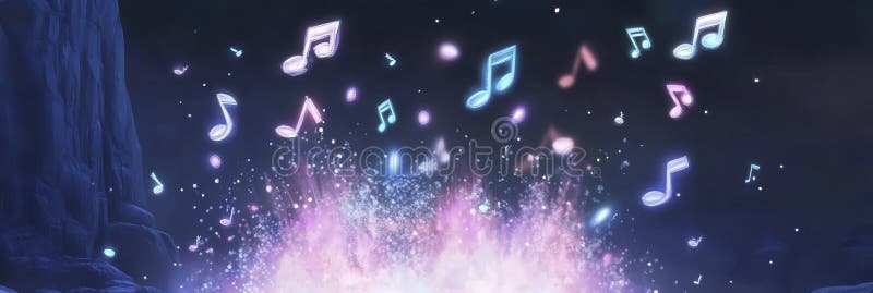 Musical Notes on a Vibrant Colorful Background Magic Stock Illustration ...