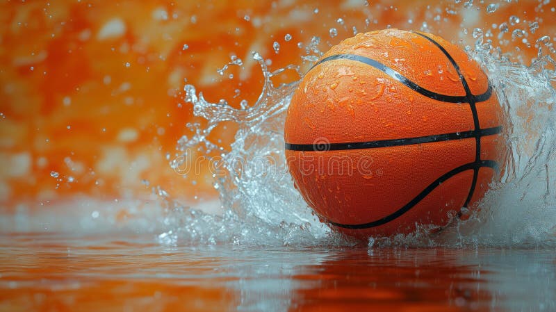 Dynamic Splash of Water Around a Basketball in Motion Stock Image ...