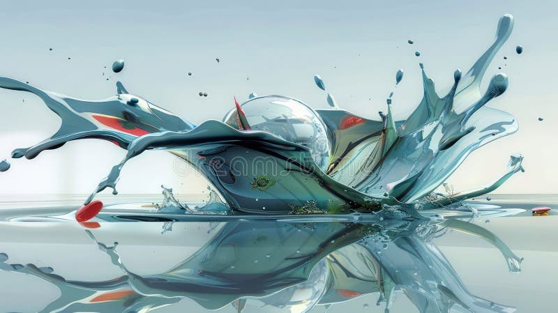 A Dynamic Splash of Water Around a Spherical Object, Showcasing Motion ...