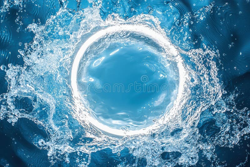 Dynamic Splash of Water Centered Around a White Circle, Creating a ...