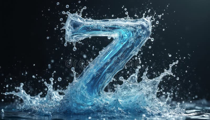 Dynamic Splash of Water Forming the Number Seven Stock Image - Image of ...