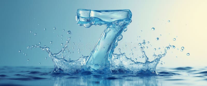 Dynamic Splash of Water Forming the Number Seven Stock Image - Image of ...