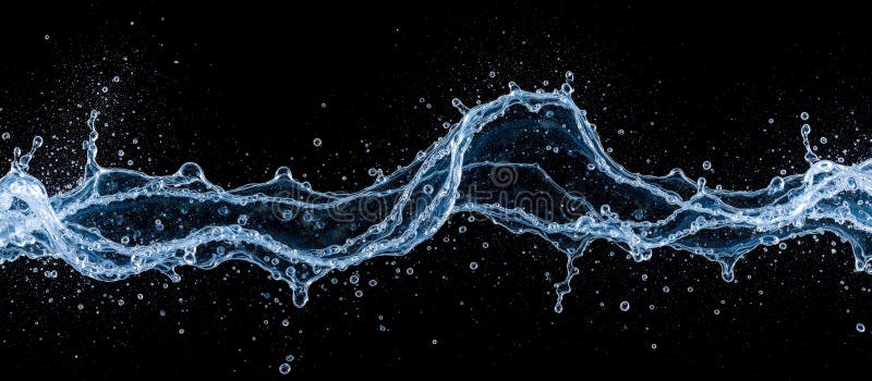 Dynamic Splash of Water in Motion Against Black Background with ...