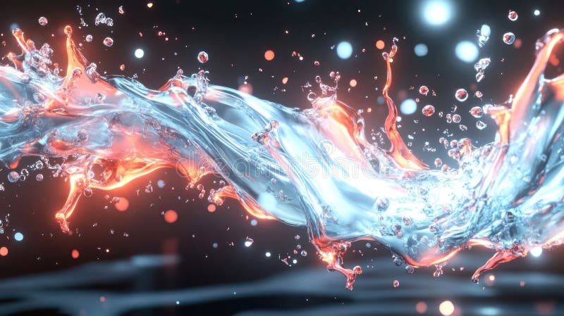 A Dynamic Splash of Water with Vibrant Colors, Showcasing Fluid Motion ...
