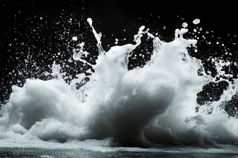Dynamic Splash of White Liquid Against Black Background Capturing ...