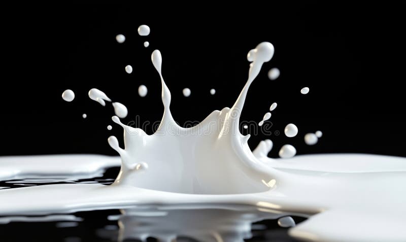 Dynamic Splash of White Liquid Creating Artistic Patterns Against Black ...