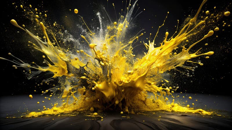 Dynamic Splash of Yellow and Gray Paint Explosion. Generative AI Stock ...