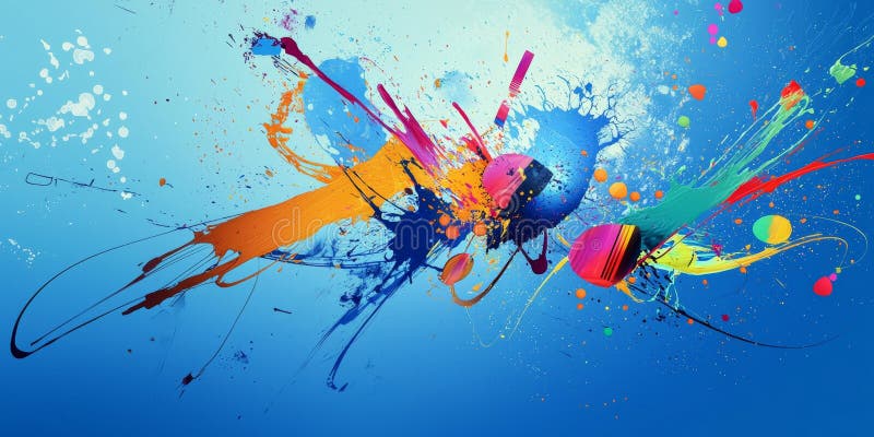Vibrant Blue Brushstroke Dynamic Paint Splatters Acrylic Stock Photos ...