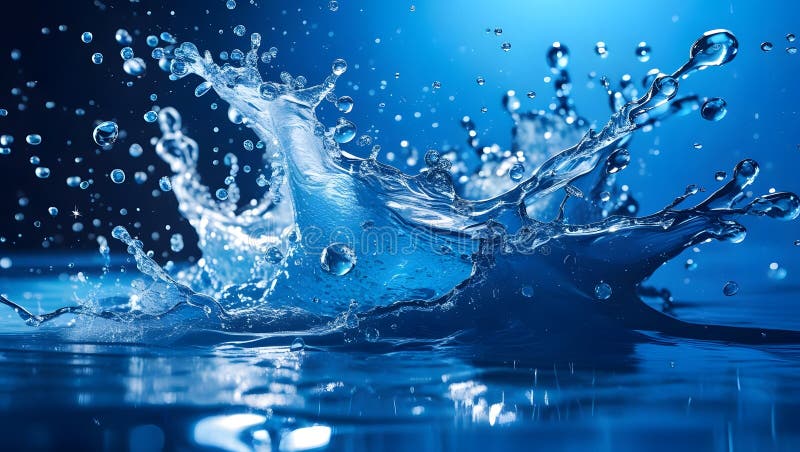 Dynamic Splashes of Vibrant Blue Water in Motion Captured with ...