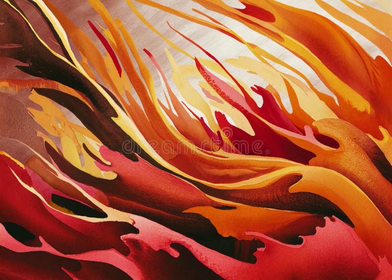 Dynamic Splashes of Vibrant Orange and Red Watercolors Stock ...