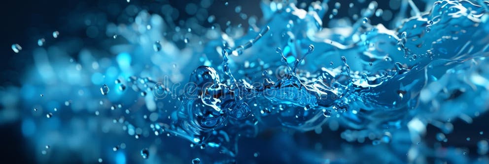 Dynamic Splashing Water Refreshing Blue Abstract Background with Aqua ...