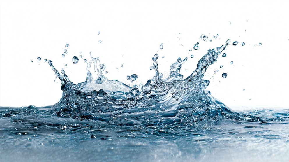 Dynamic Splashing Water and Spraying Water Droplets Isolated on White ...