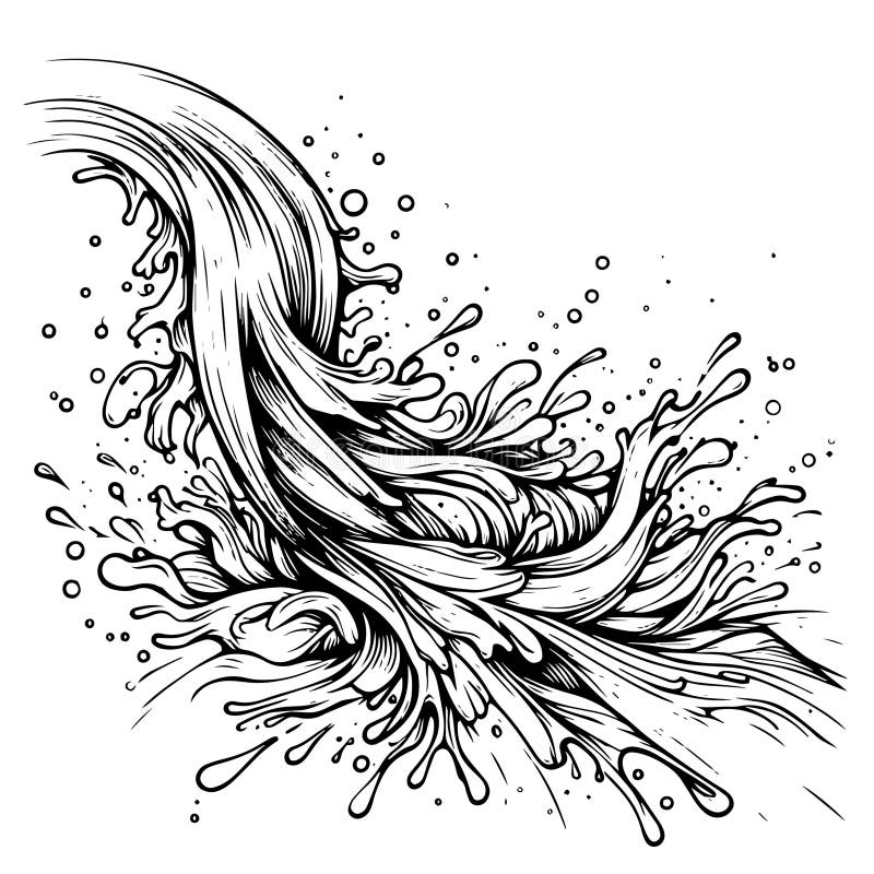 Dynamic Splashing Wave Artwork Raster Illustration Stock Illustration ...