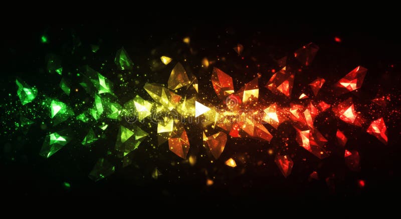 Dynamic Split of Red and Green Gem-like Particles with Central Glow ...