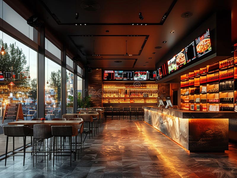Dynamic Sports Bar with Large Screens and Memorabilia Displays3D Render ...