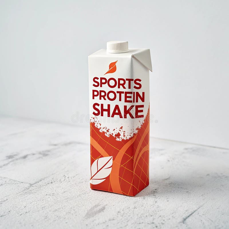 Sports Protein Shake Carton with Bold Energetic Typography Stock ...