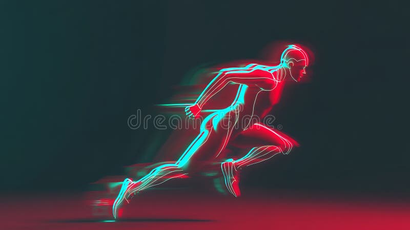 Dynamic Sprint Illustration Featuring Motion Blur and Vibrant Neon ...