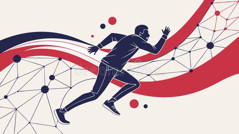Dynamic Sprinter with Abstract Grid, Speed and Focus Illustration ...
