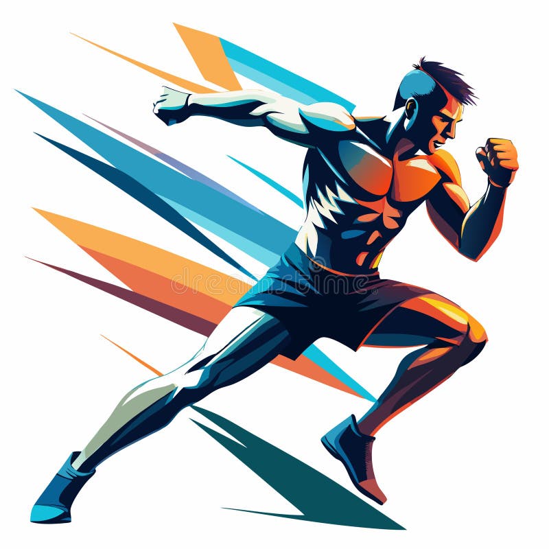 Dynamic Sprinter Illustration Speed Motion Art Stock Vector ...