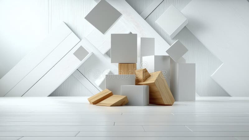 Dynamic Square Shapes Stacking and Shifting in Minimalist Indoor Space ...