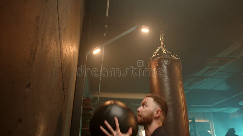 Dynamic Squat and Wall Ball Exercise for Full Body Workout Stock ...