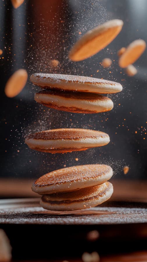 Dynamic Stack of Pancakes in Mid-Air Stock Illustration - Illustration ...