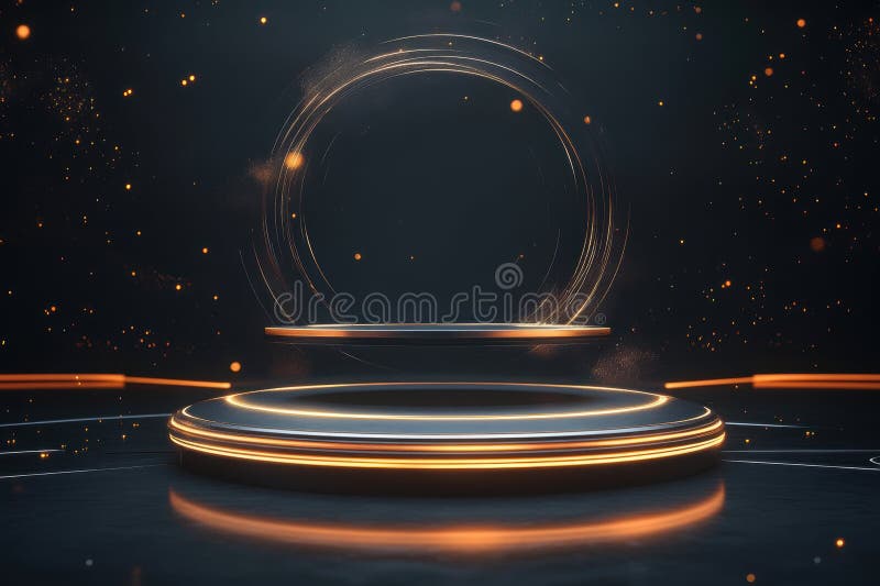 Dynamic Stage Design with Circular Platforms and Glowing Elements in ...