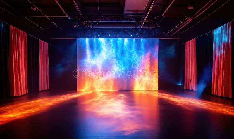 Dynamic Stage Design Featuring Vibrant Blue and Orange Lighting Effects ...