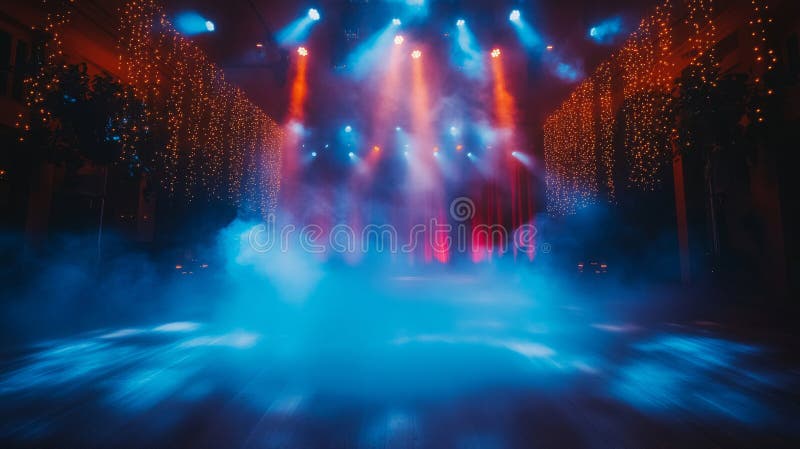 Dynamic Stage Lighting with Blue and Red Spotlights Stock Illustration ...