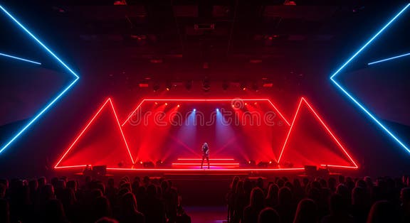 A Dynamic Stage Performance Featuring a Central Performer Under Bright ...