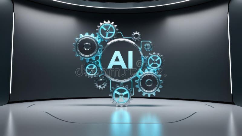 Dynamic Stage Setup Featuring Large Screen Illuminated by Blue Light ...