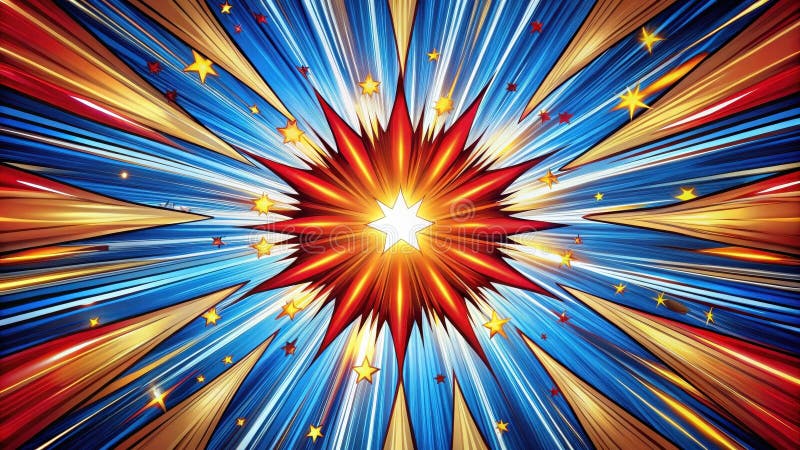 Dynamic Starburst Explosion with Radiant Streaks and Glowing Stars ...