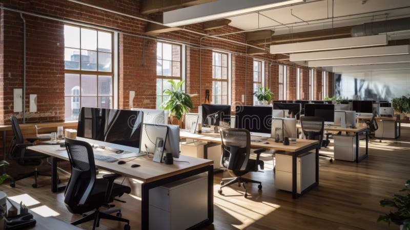 A Dynamic Startup Environment with Open Workstations Stock Illustration ...