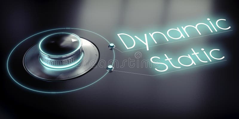 Dynamic, Static - Rotary Knob and Glowing Words Stock Illustration ...