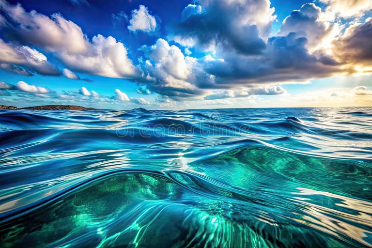Dynamic Steel Blue Ocean Surface a Double Exposure Masterpiece of ...