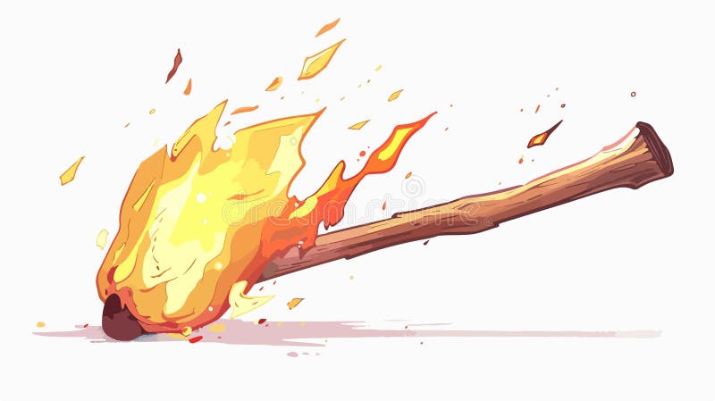 Dynamic Stick Burning Match Cartoon Vector Illustration Stock Vector ...
