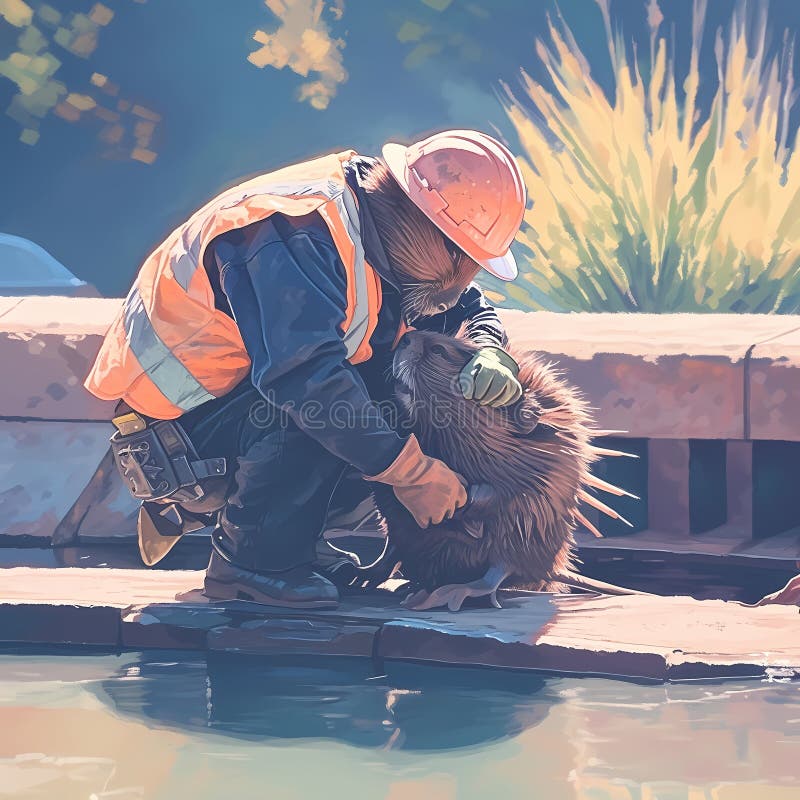 Industrious Beaver in Construction Gear Stock Illustration ...